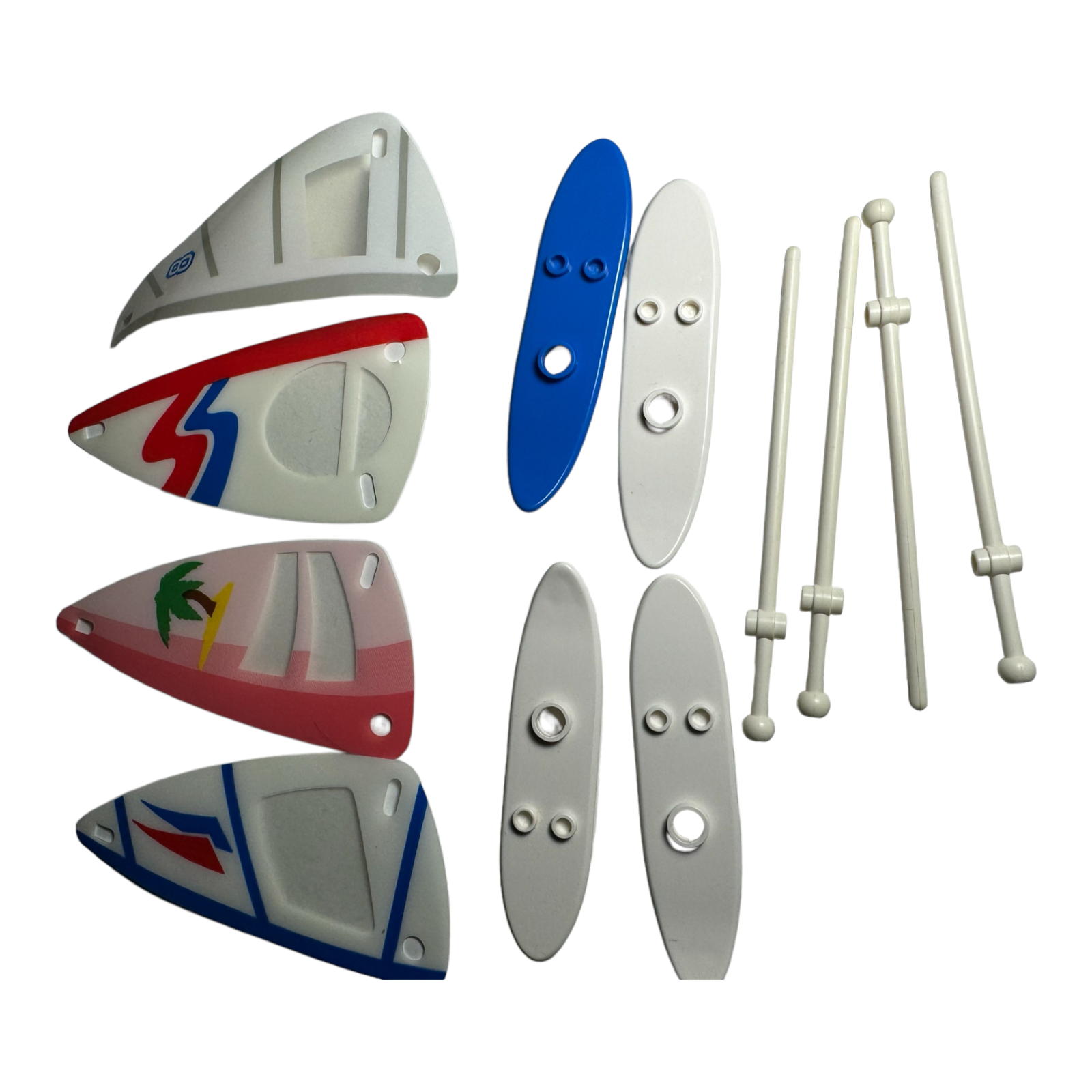 LEGO Surfboard White Mast w/Plastic Sail 6595 4095 476 6075 Lot of 4 ...