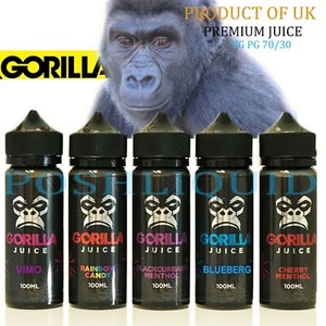 GORILLA E LIQUID 100ML VAPE JUICE 0MG NO NICOTINE VG/PG 70/30 | eBay