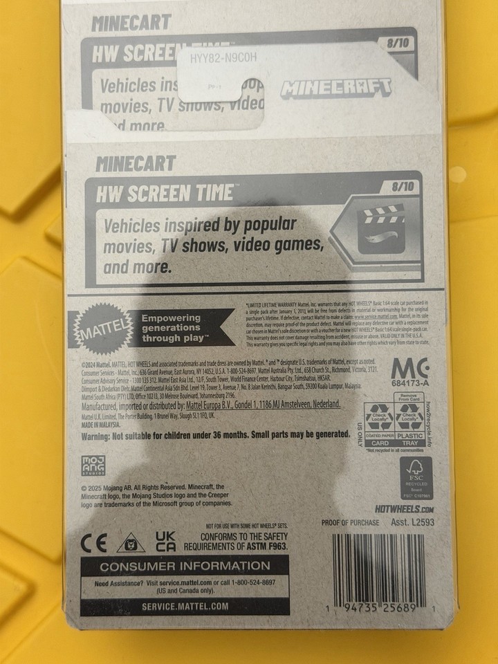 Hot Wheels Minecraft Minecart Gray HW Screen Time Series 2025 #146/250 ...
