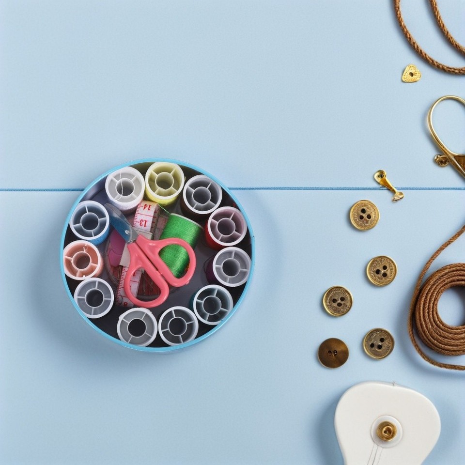 3 Sets of Round Iron Sewing Thread Case Needle Thread Tape Sewing Kit ...