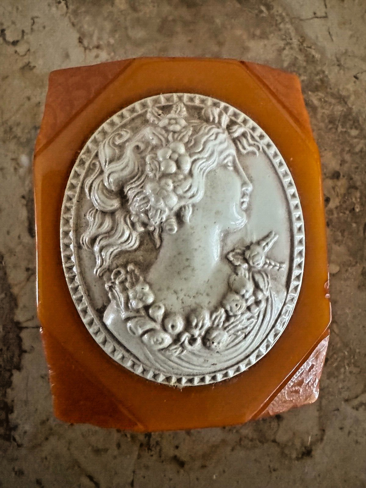 Antique Brooch Cameo Bakelite Butterscotch & Celluloi… - Gem