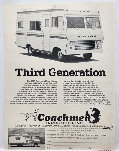 1973 Coachmen Camper Motor Home RV Vtg Print Ad Man Cave Poster ...