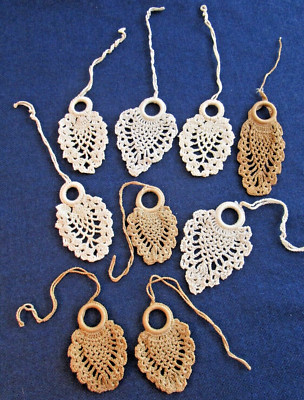 Vintage CROCHETED WINDOW SHADE ring PULLS handmade ~ PINEAPPLE SHAPED ...