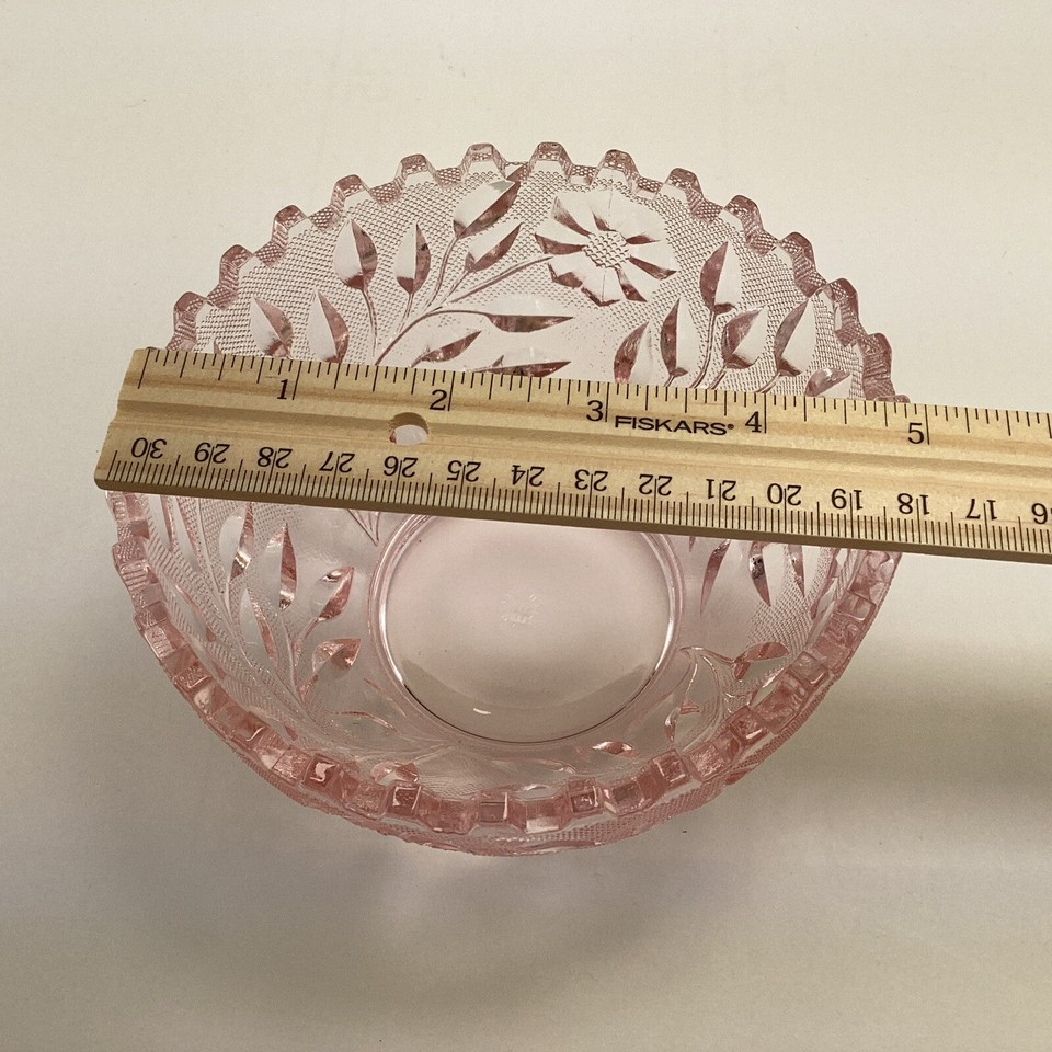 Westmoreland marked pink glass bowl sawtooth rim fairy lamp base ...