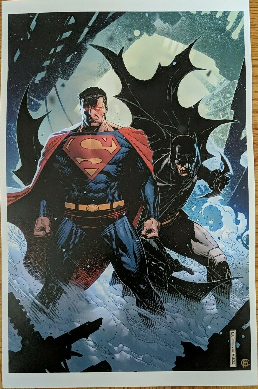 JIM CHEUNG BATMAN SUPERMAN ART PRINT SIGNED POSTER DC COMICS WORLDS ...