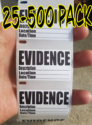 EVIDENCE COLLECTION LABEL 25-1000 Pack Stickers Gag prank POLICE FBI ...