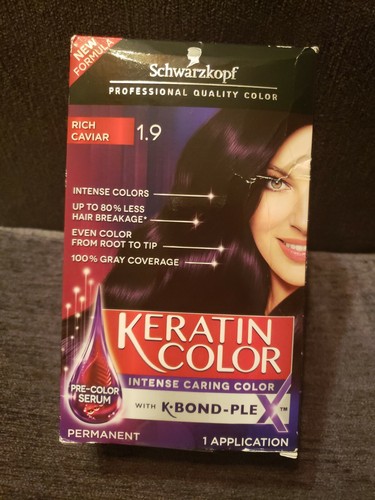 Schwarzkoft Keratin Color Rich Caviar Dark Purple Permanent Hair Dye 1. ...