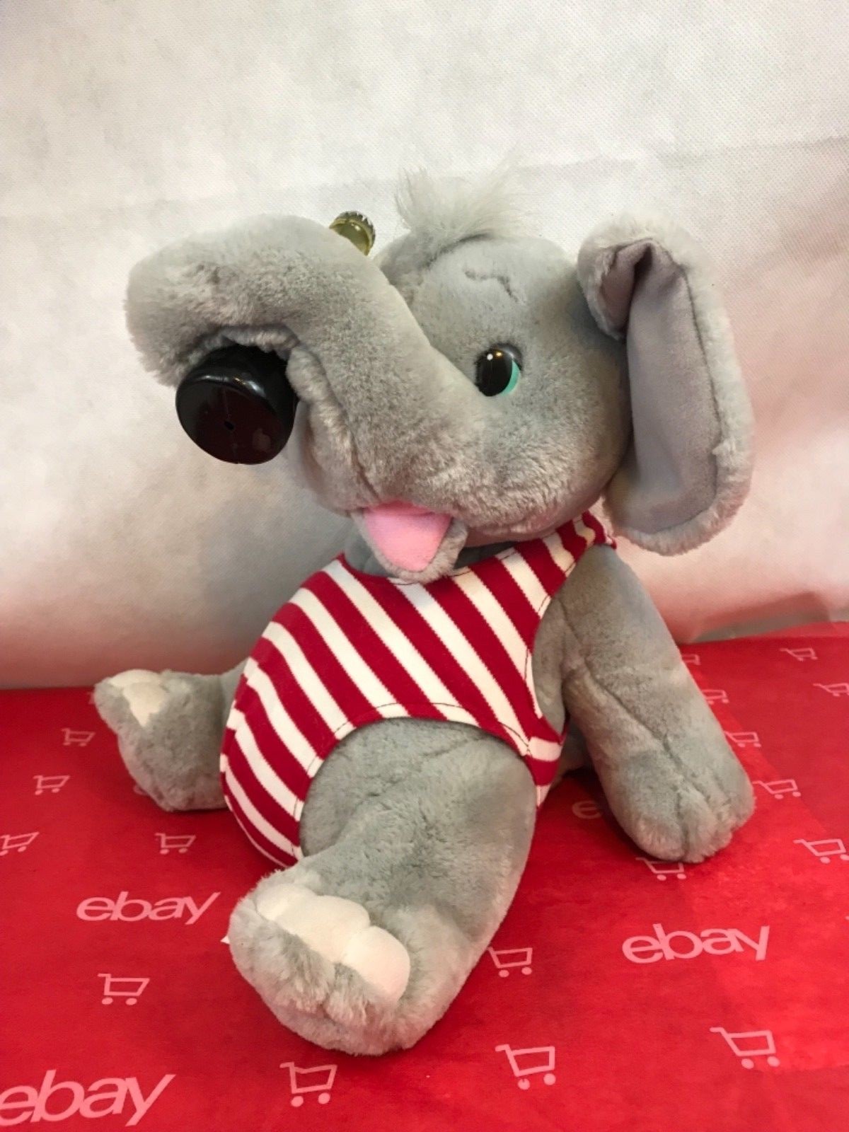 1993 Coca Cola Plush Collection Elephant Wearing Red White Striped ...