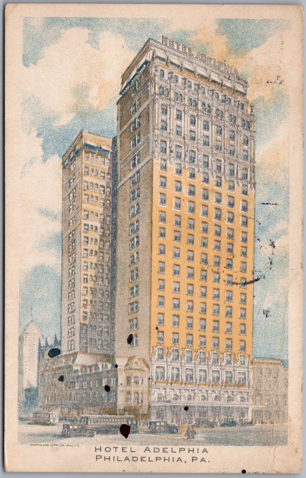Hotel Adelphia Philadelphia Pennsylvania 1927 Postcard E743 | eBay