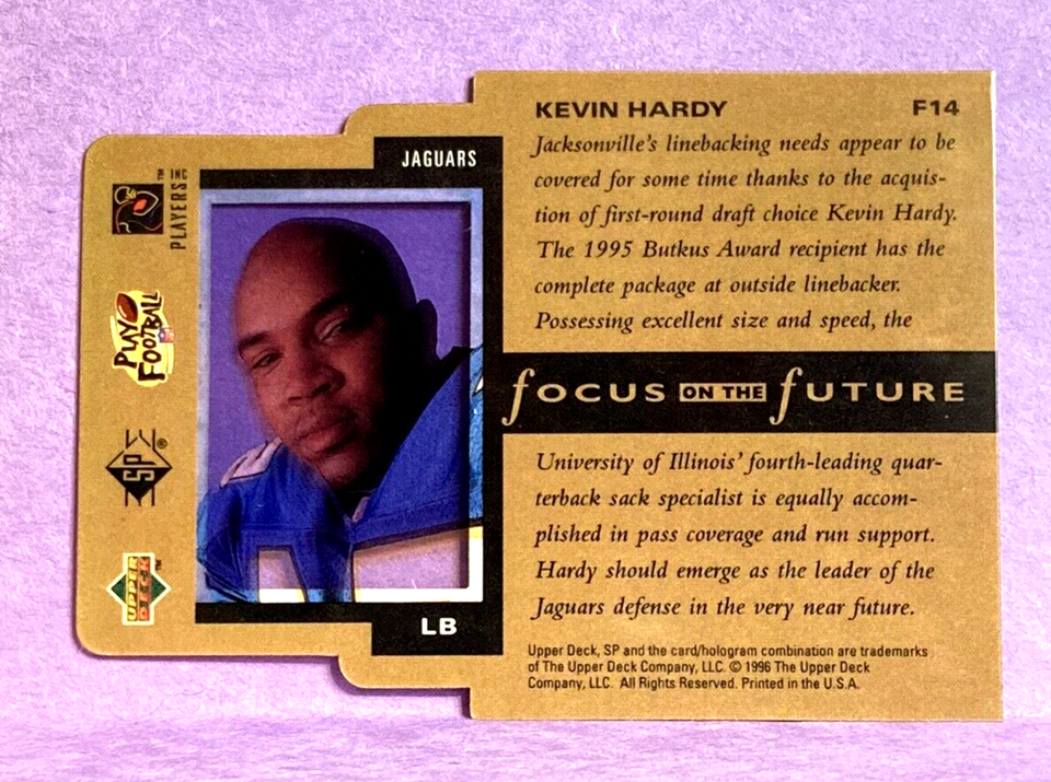 1996 SP KEVIN HARDY Focus On The Future Rookie RC Card #F14 Jaguars | eBay