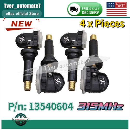 NEW 4PCs Tire Pressure Sensor TPMS for GMC Chevy Buick Cadillac Snap-In ...