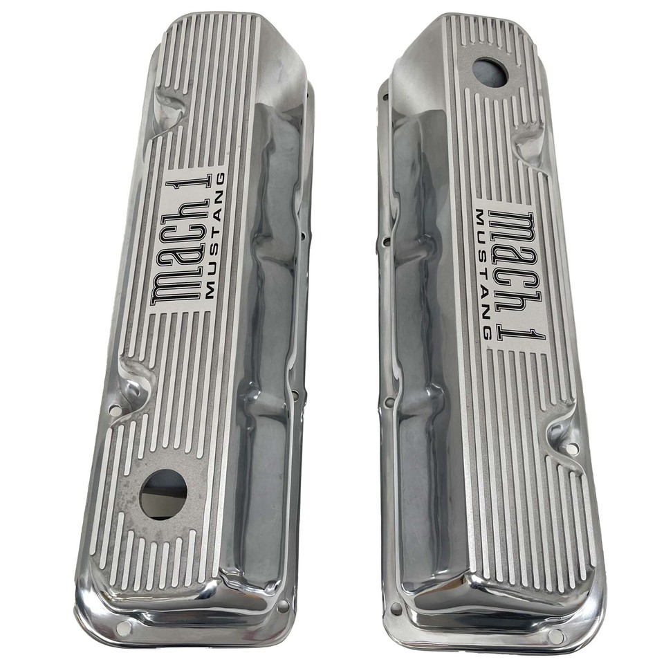 Ford 351 Cleveland Polished Valve Covers - Mach 1 Engraved Logo - Ansen ...
