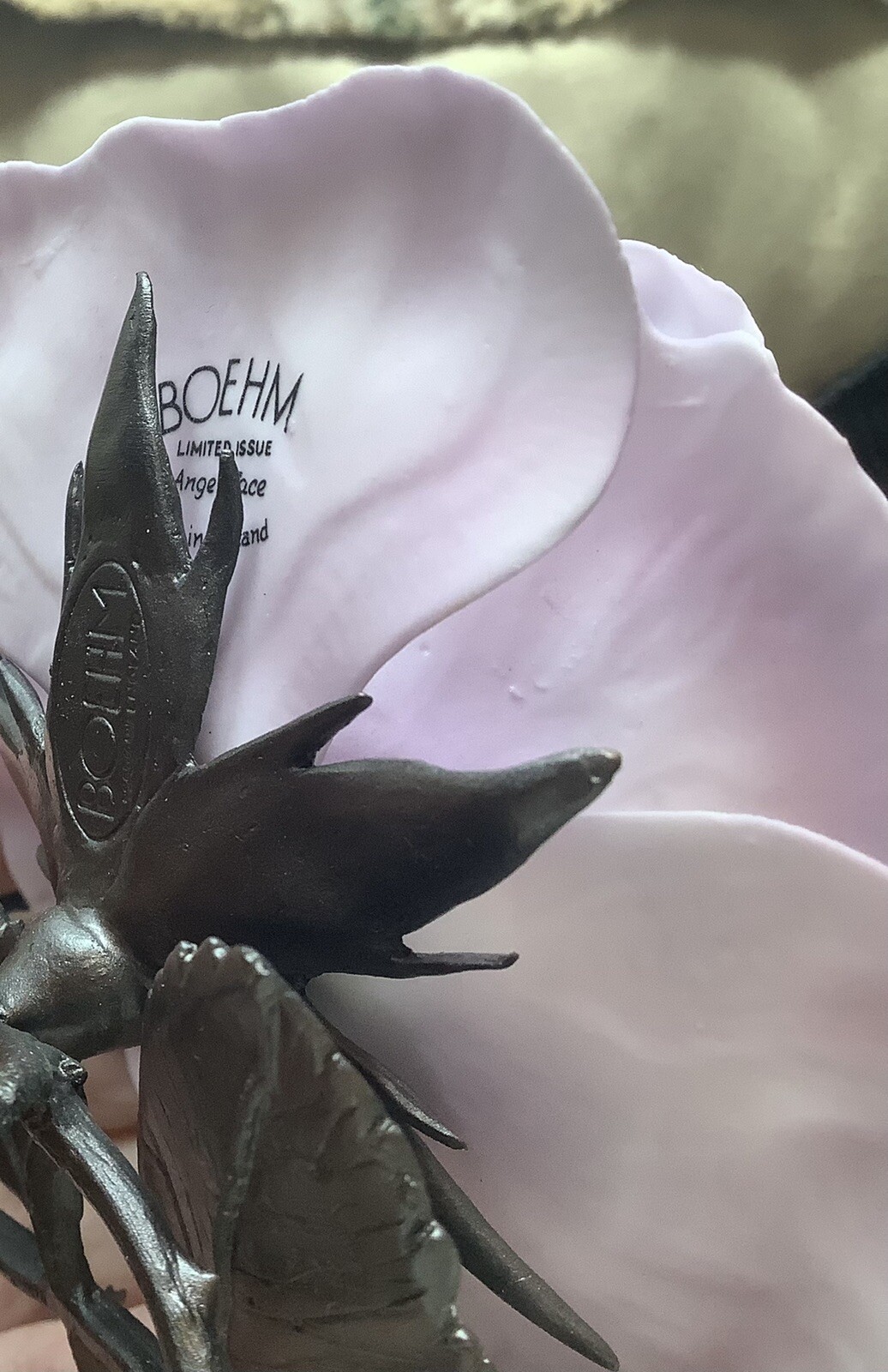 VTG Boehm Porcelain & Bronze “Angel Face” Rose Sculpture Limited Issue ...