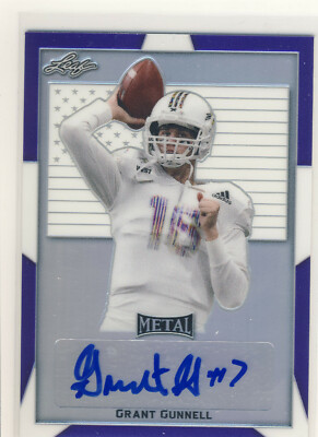 GRANT GUNNELL 2019 Leaf Metal Army All American Purple Flag /10 AUTO ...