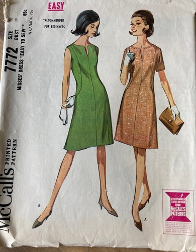 Vtg 60s McCall's 7772 Sewing Pattern Miss Dress Jacket Skirt Sz 18 Bust ...