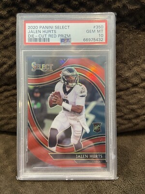 2020 Jalen Hurts Select Field Level Die-Cut Red Prizm #350 Rookie PSA ...