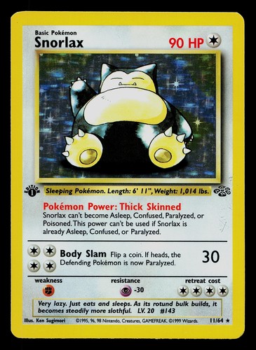 Pokemon Card - Snorlax Jungle 1st Edition 11/64 Holo Rare | eBay