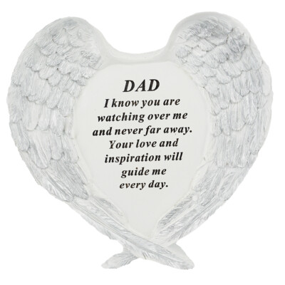 Dad Guardian Angel Heart Wings Graveside Memorial Plaque Ornament | eBay UK