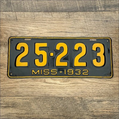 MISSISSIPPI 1932 License Plate - 25-223 - Restored Condition | eBay