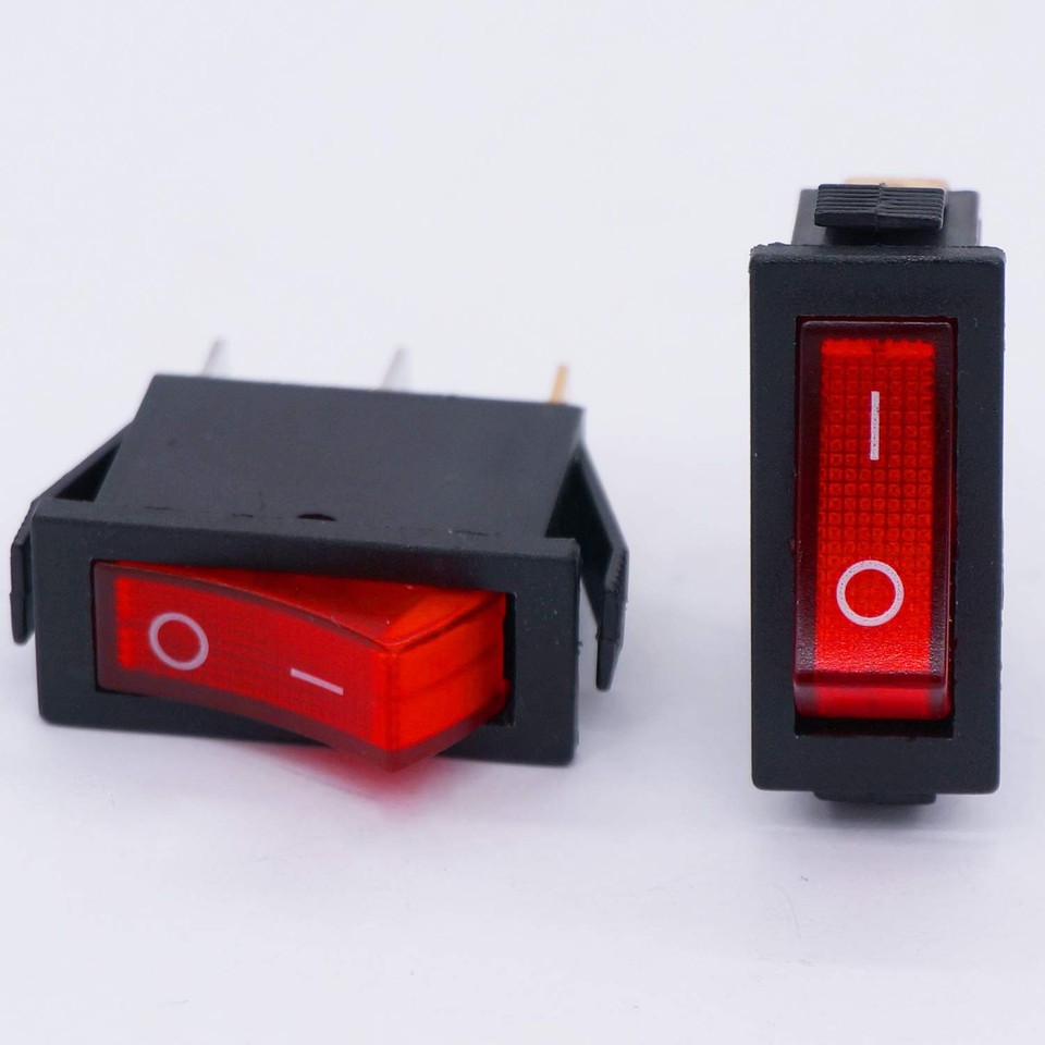 TWTADE / 8Pcs Red Light Illuminated On/Off SPST 3 Pin 2 Position Mini ...