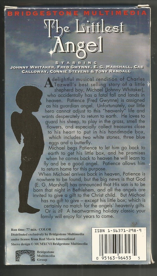 The Littlest Angel (VHS TAPE) JOHNNY WHITAKER FRED GWYNNE FREE S&H ...