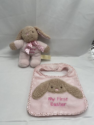 Bunny Rabbit Dan Dee My First Bunny Plush And Bib Pink Brown Easter | eBay