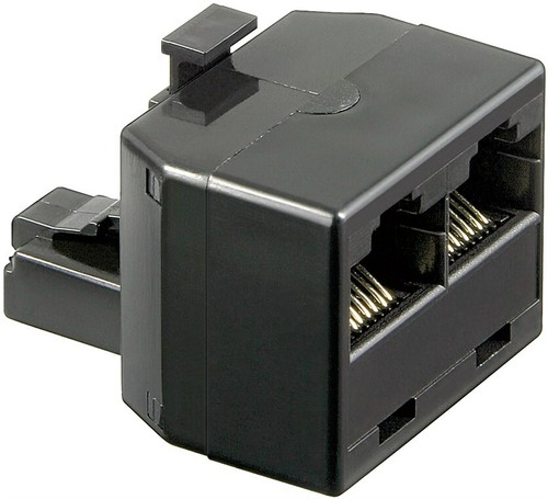 ISDN T-ADAPTER Splitter 2 x RJ45 sockets 1 x male RJ45 BLACK 8 PIN 8 ...