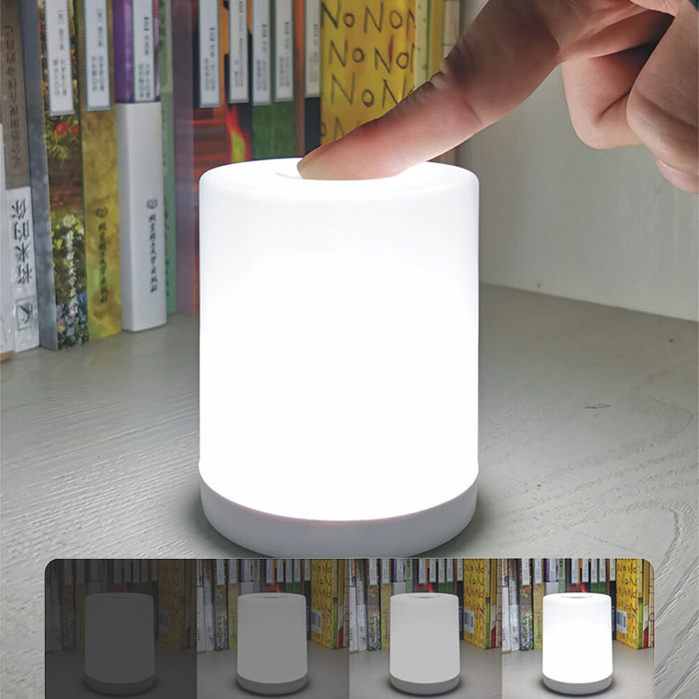 Bedside Touch Light USB Rechargeable Dimmable 6500K Night Lamp (White ...
