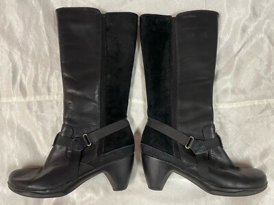 Womens Merrell Evera Amp Black Leather Suede Boots Heels Sz 7 | eBay