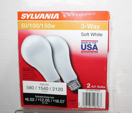 1 - 2-Pack Sylvania 50/100/150 Bulbs 3-Way Soft White A21 Sealed New | eBay