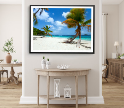 Plam Trees Print, Sea Shore Wall Art, Sea Sky Framed Beach Wall Art ...