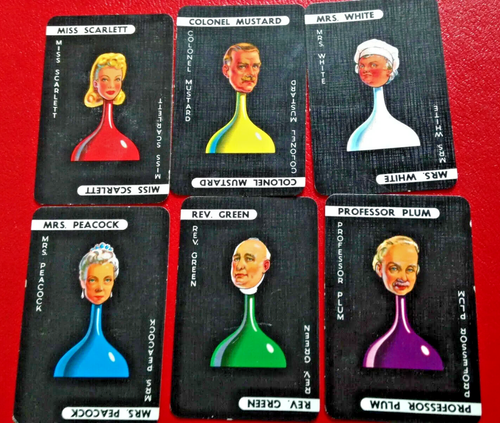 Set of Waddingtons Vintage Original Cluedo Clue Suspect Character Cards ...