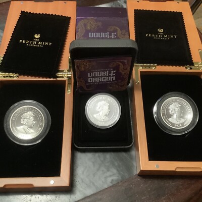 Total 3 Australia 2019 Double Dragon & 2020 Double Pixie Silver Proof ...