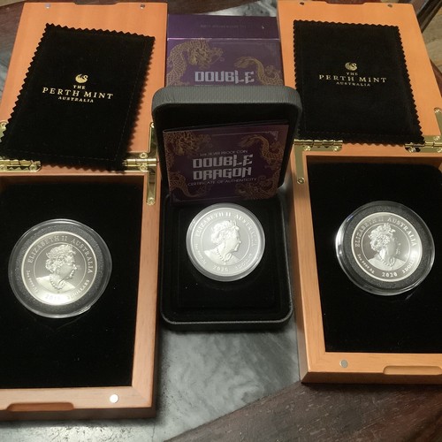 Total 3 Australia 2019 Double Dragon & 2020 Double Pixie Silver Proof ...