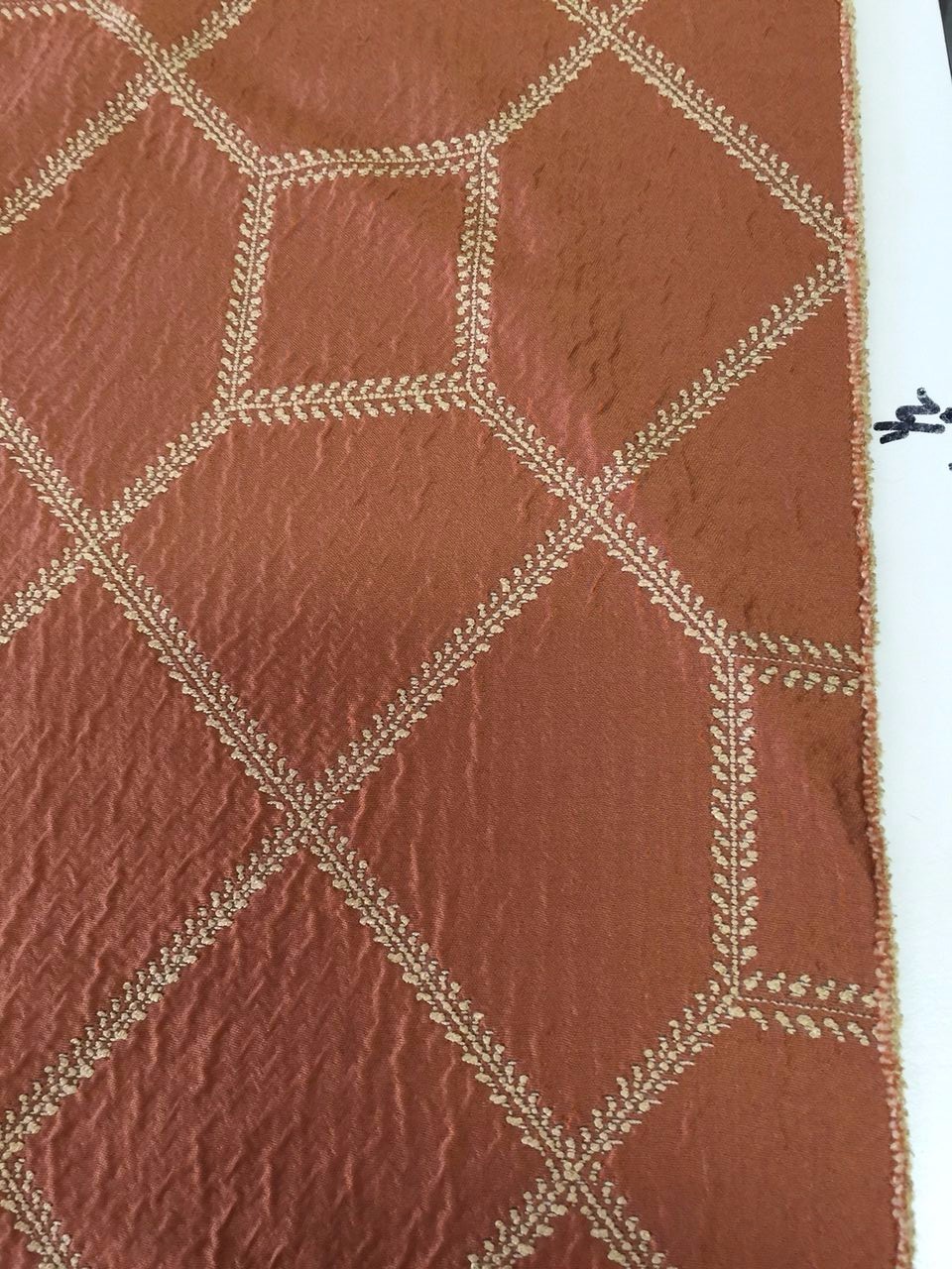 rust jacquard fabric by the yard drapery pillows upholstery geometric ...
