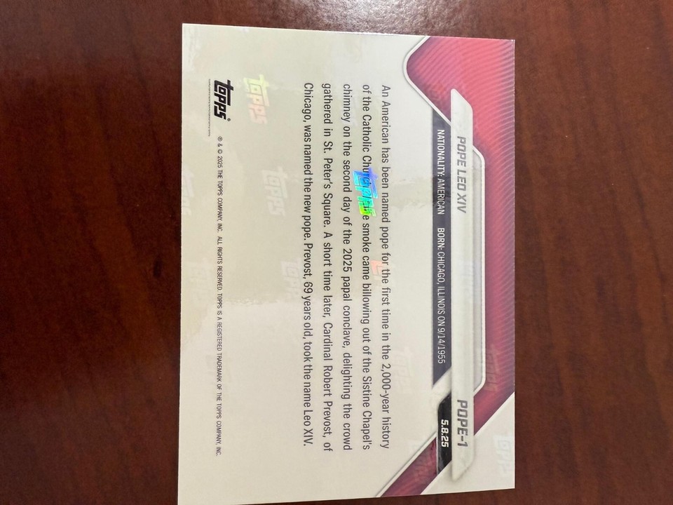 2025 Topps Now - Pope Leo XIV - Historic First Papal Trading Card! | eBay