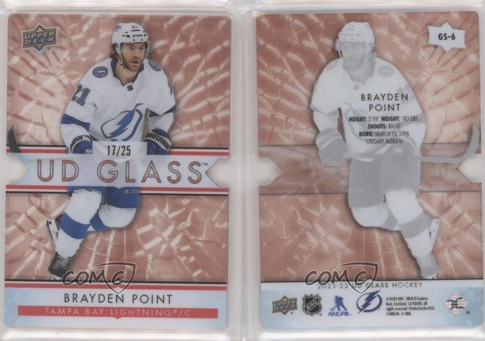 2021-22 Upper Deck Ovation UD Glass Stars Red 17/25 Brayden Point #GS-6 ...