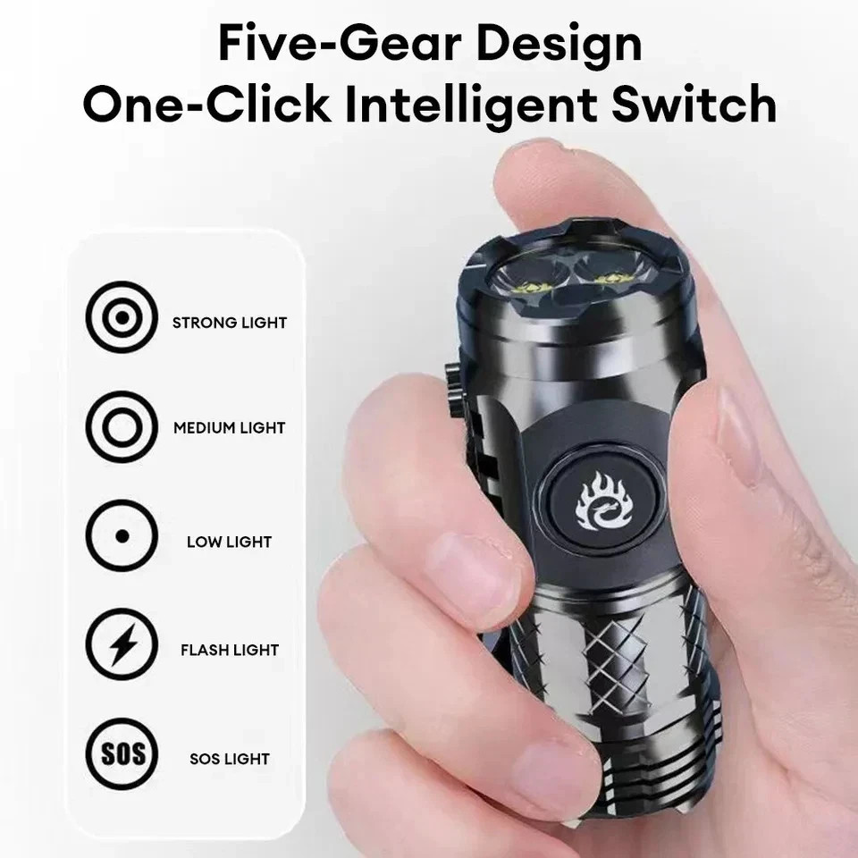 Mini Small LED Flashlight Super Bright Torch Tactical Lamp USB ...