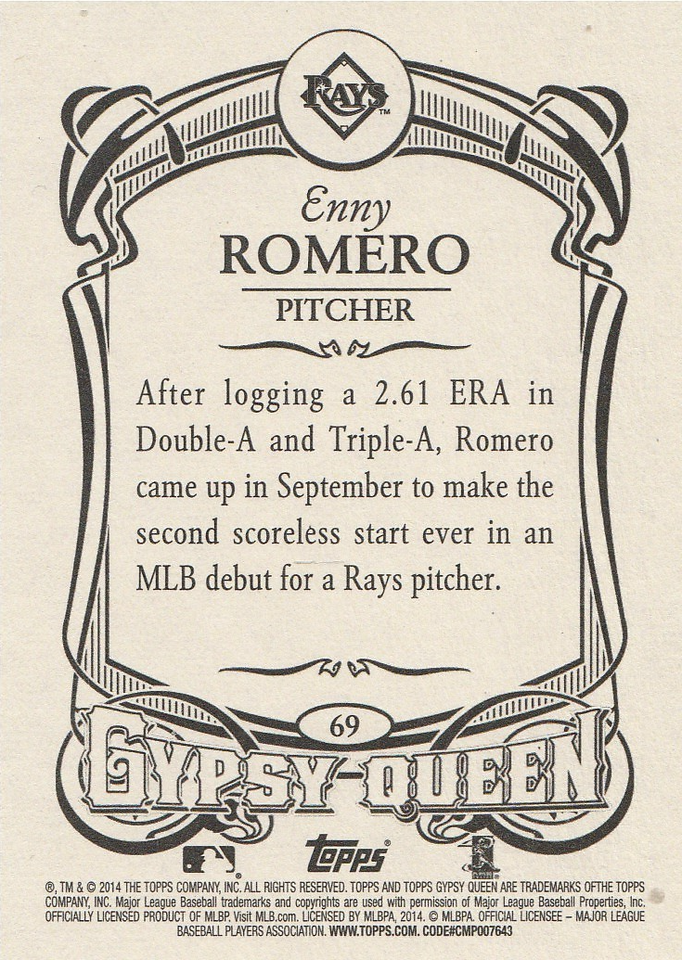 2014 Topps Gypsy Queen #69 Enny Romero RC | eBay
