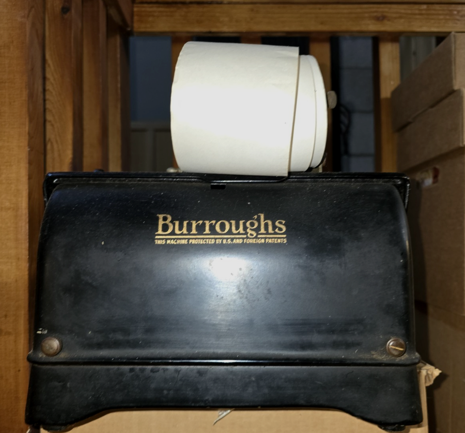 1920s ADDING MACHINE BURROUGHS printing $ calculator w/ numerical ...