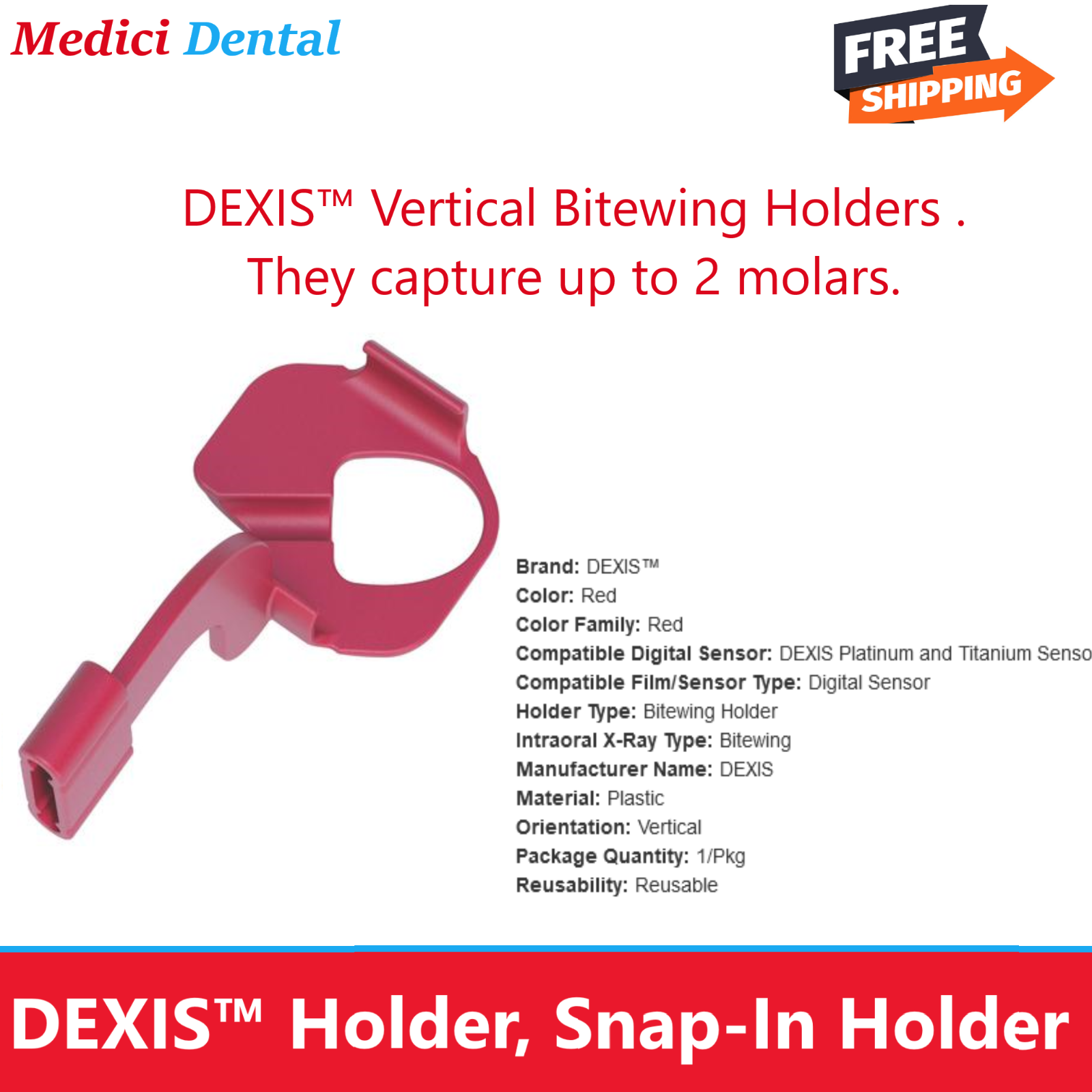 Dental X-Ray DEXIS Platinum and Titanium Sensors Digital Sensor Snap-In ...