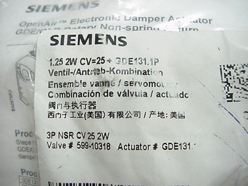 Siemens Actuator Valve GDE131.1P 985-401 CV=25 1 1/4 " NPT Ships Same ...