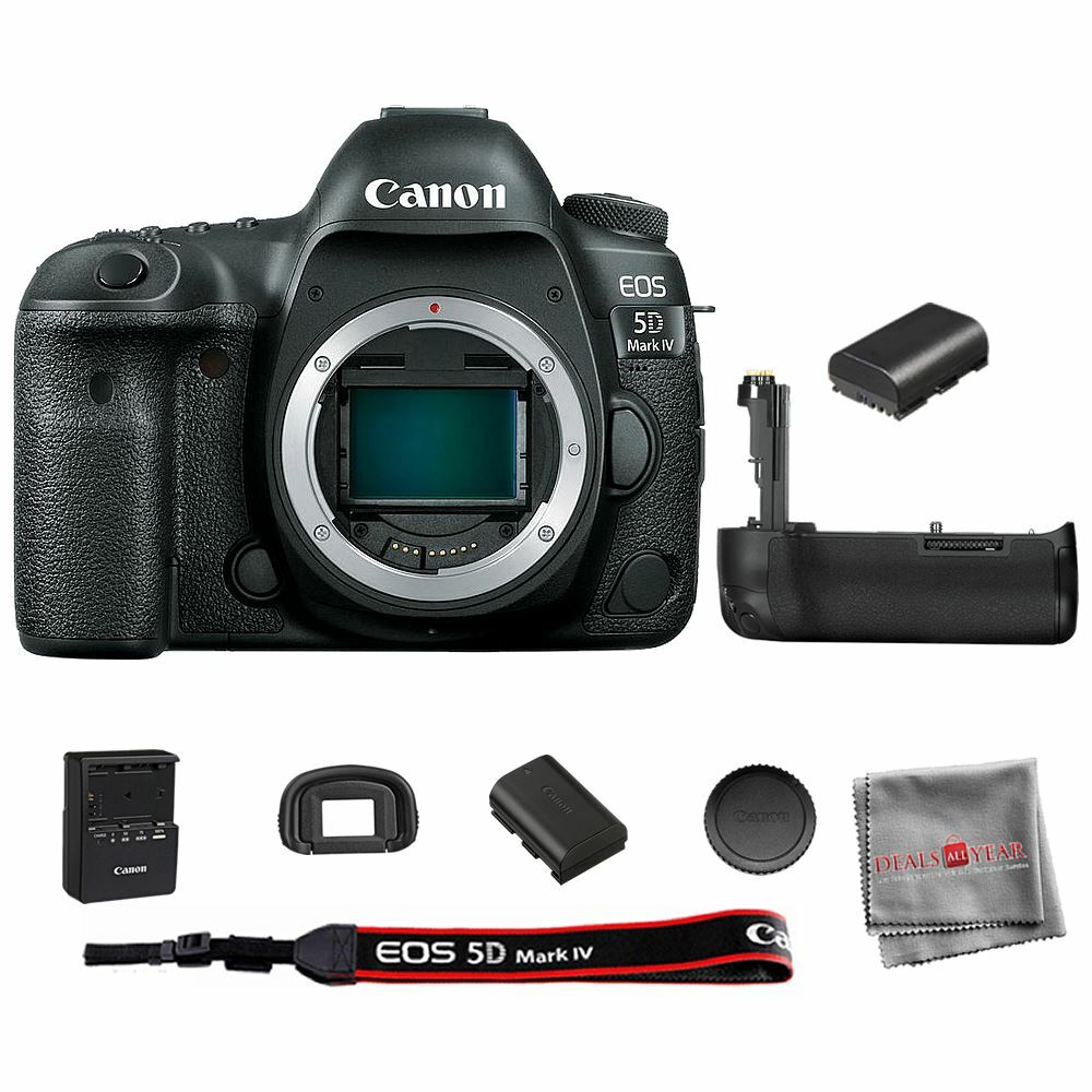 Canon EOS 5D Mark IV DSLR Camera Body + Battery Grip + Extra Battery ...