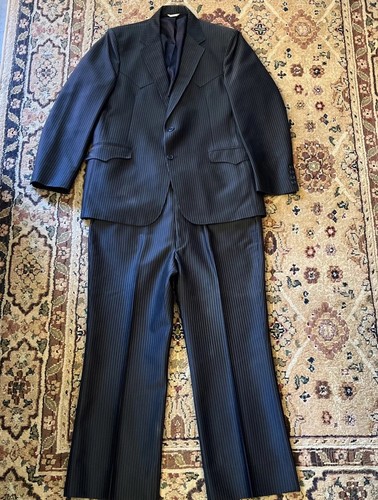 VNT Black Pinstripe Mesquite Niver Western Wear Mens 44R 2 Piece Suit ...