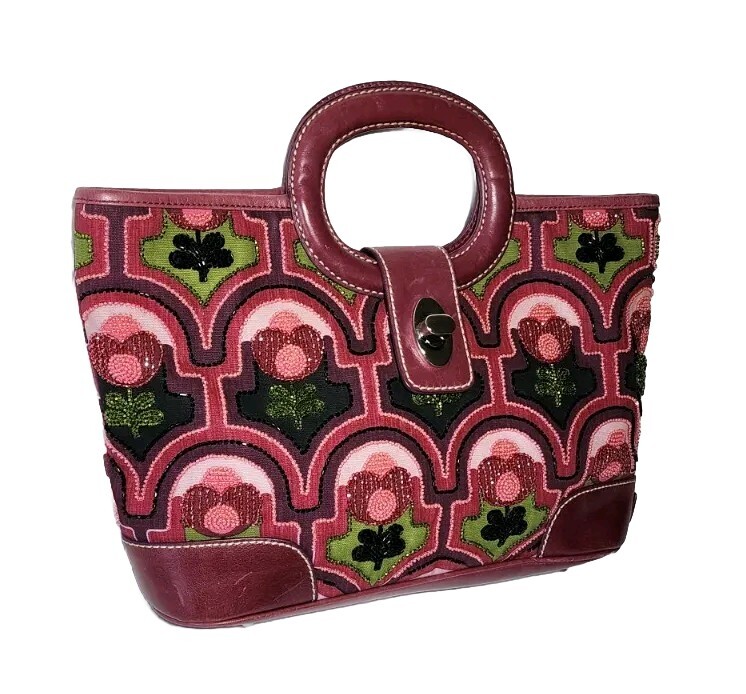 ISABELLA FIORE SWEDISH ART DECO COL HEAVILY HAND BEADED TULIP HANDBAG ...