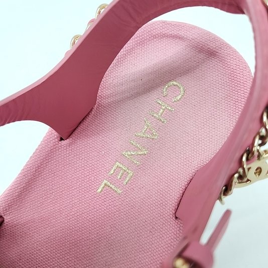 Chanel Chain Sandals Pink Leather Women | eBay