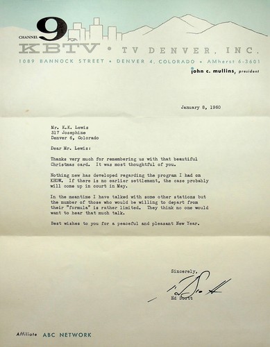 1960 LETTER FROM KBTV DENVER TO CHRISTMAS CARD SENDER - E14-J | eBay