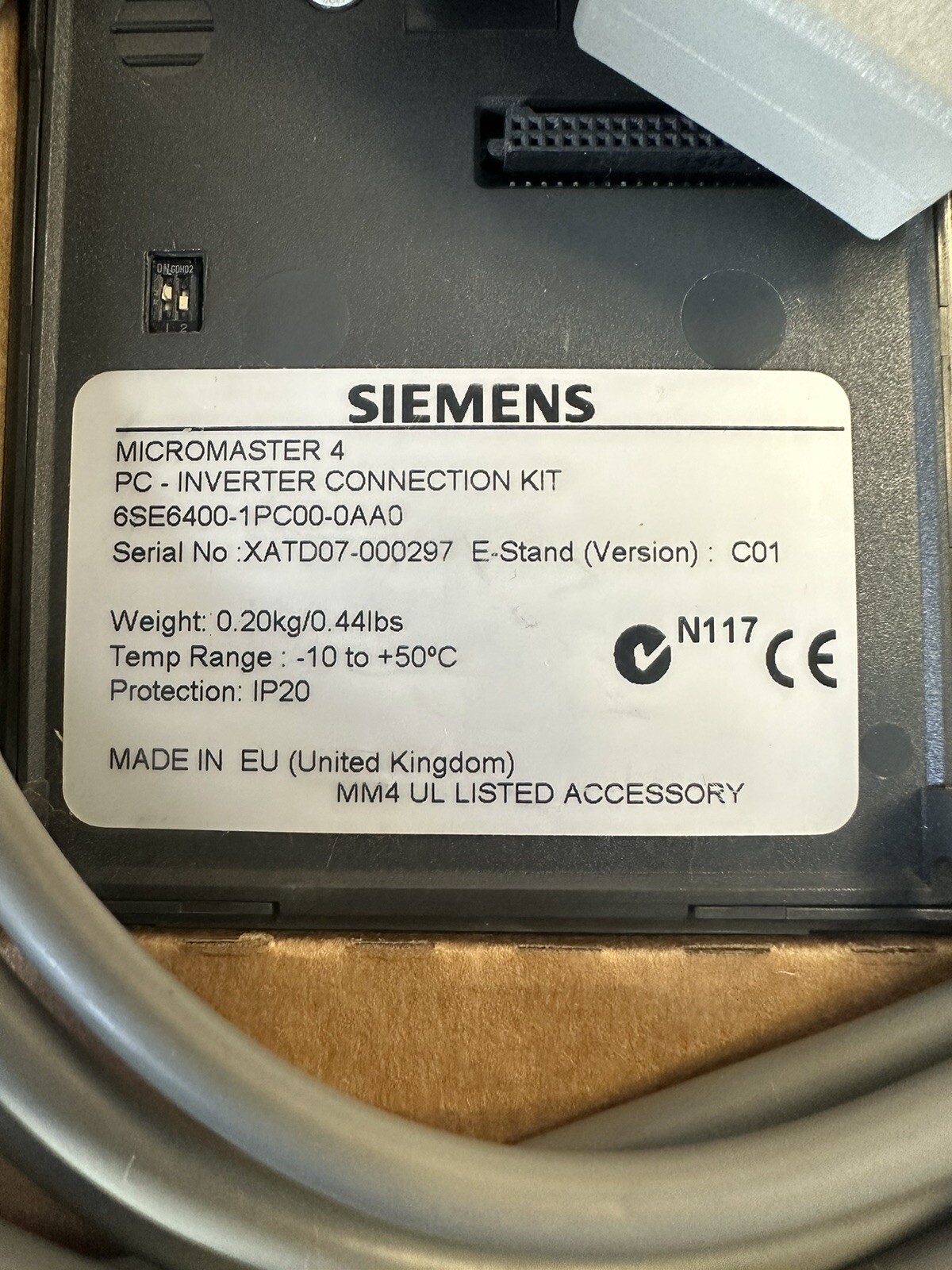 Siemens MICROMASTER 4 6SE6400-1PC00-0AA0 PC-INVERTER CONNECTION KIT ...