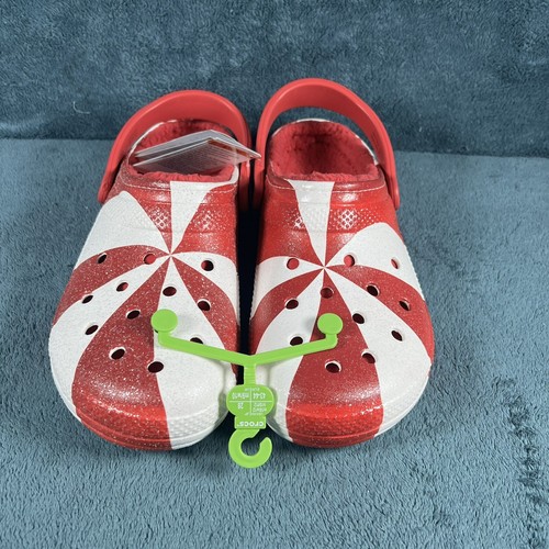 Crocs Classic Lined Holiday Christmas Candy Cane Clogs Shoes Unisex M 8 ...