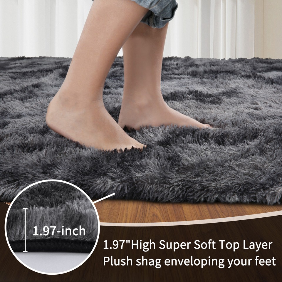 Fluffy Rugs Anti-Slip Large Shaggy Rug Super Soft Mat Living Room ...